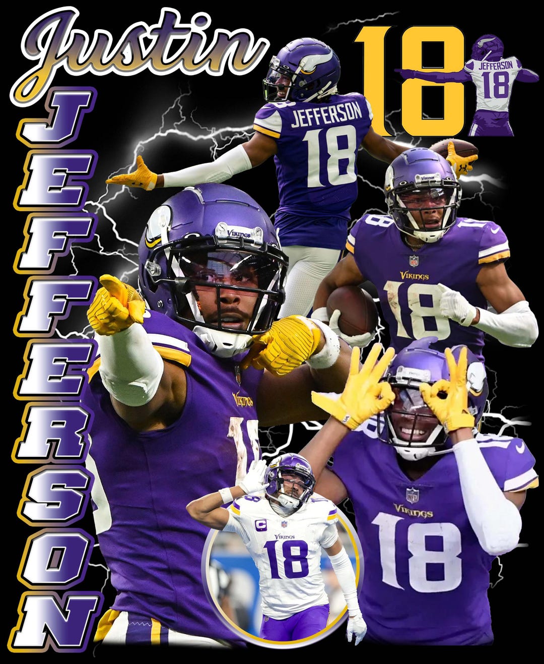 Justin Jefferson T Shirt Design PNG Instant Download - Etsy