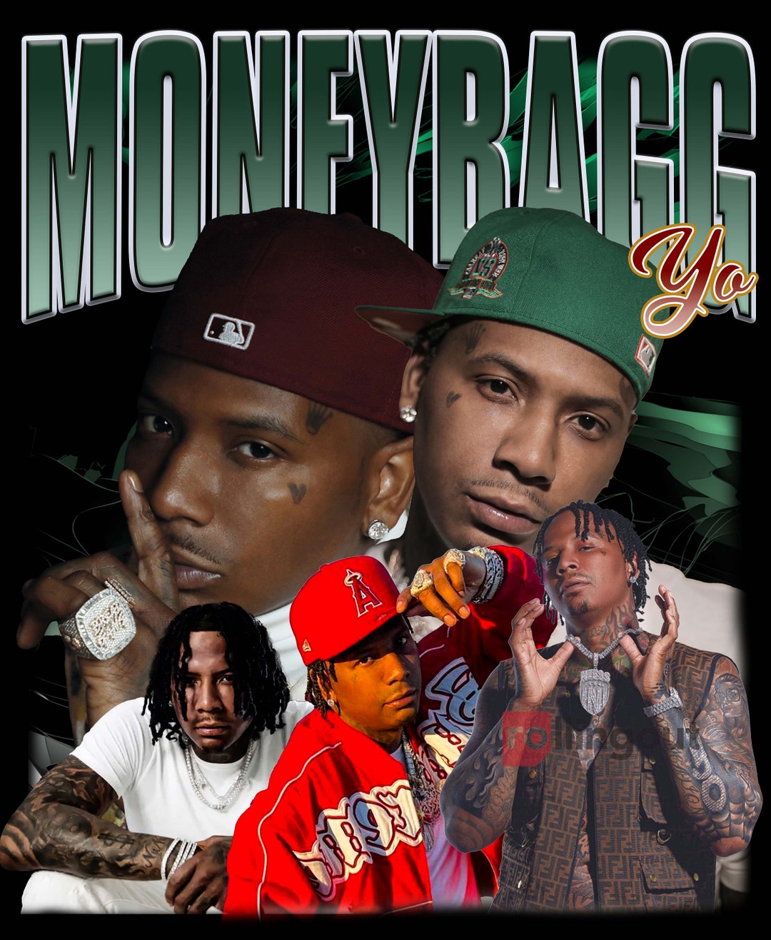 Moneybagg Yo PNG T-shirt|rap Tee Jumbo Graphic Print Savage Mode|rare ...