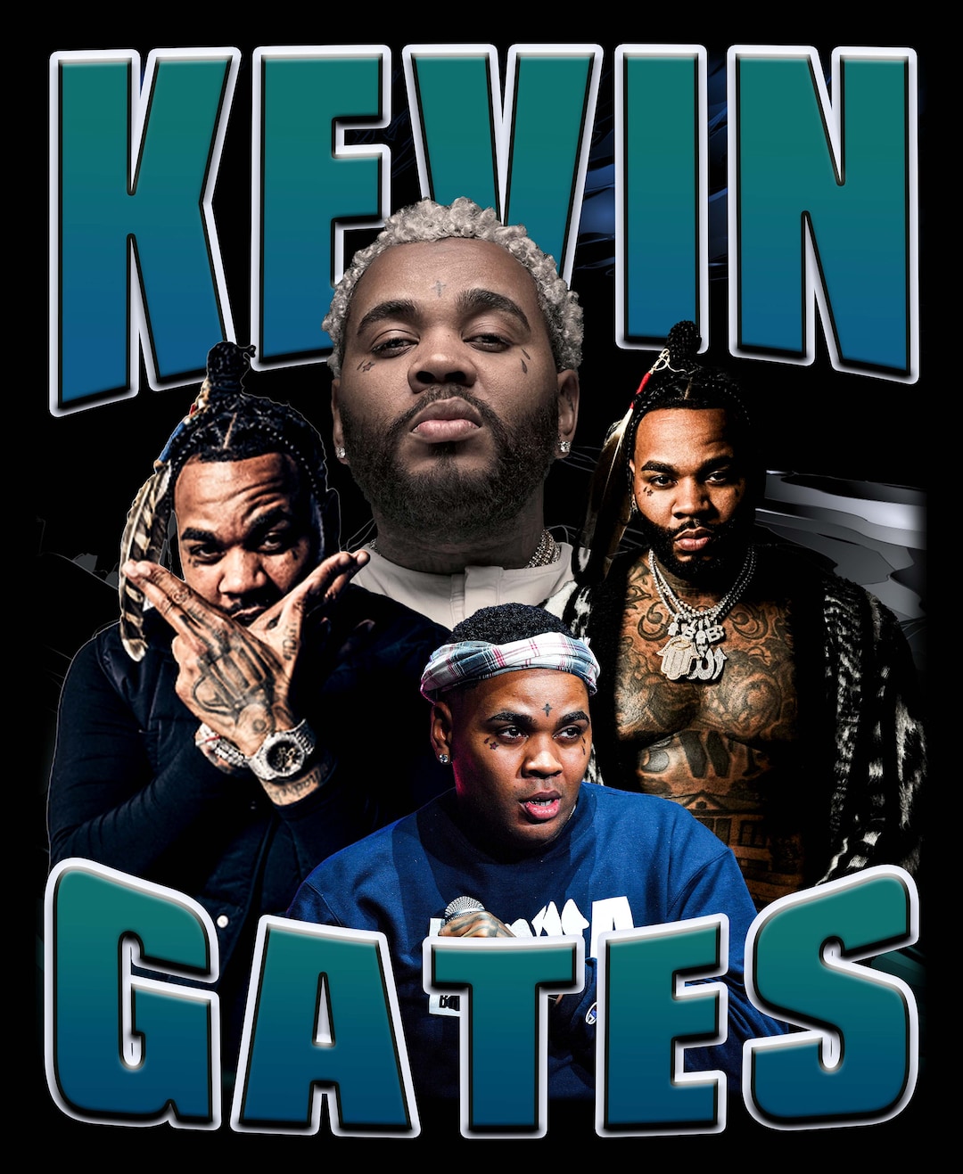 Kevin Gates PNG T-shirt|rap Tee Jumbo Graphic Print Savage Mode |rare ...