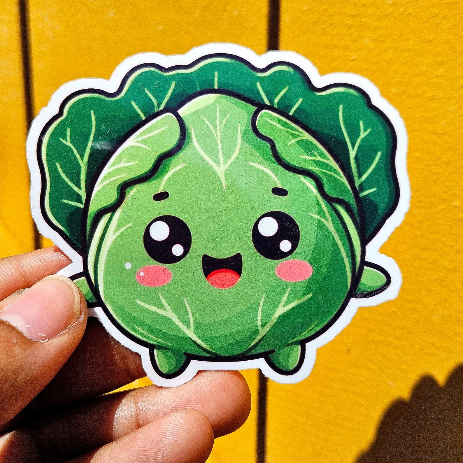 Happy Cute Cartoon Cabbage Sticker Adorable Glossy Vinyl Vegetable ...