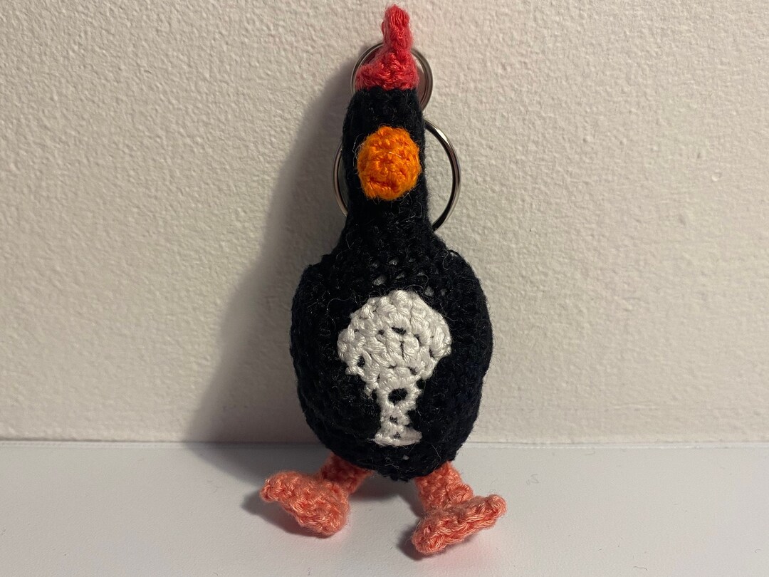 Evil chicken Crocheted Amigurumi Plush Keyring - Etsy
