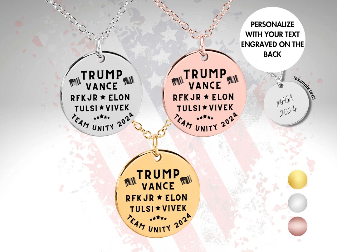 Personalized Trump Team Unity 2024 Necklace, Vance Elon Kennedy Tulsi ...
