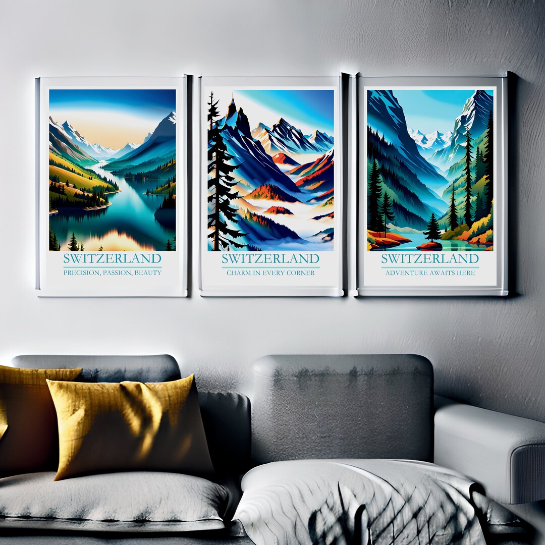 Set of 3, Switzerland Digital Print, Wall Art, Switzerland Poster ...