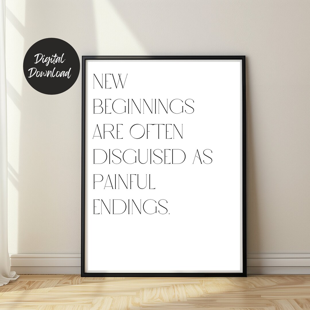 Motivational Quote Poster: New Beginnings Art Print (digital Download ...