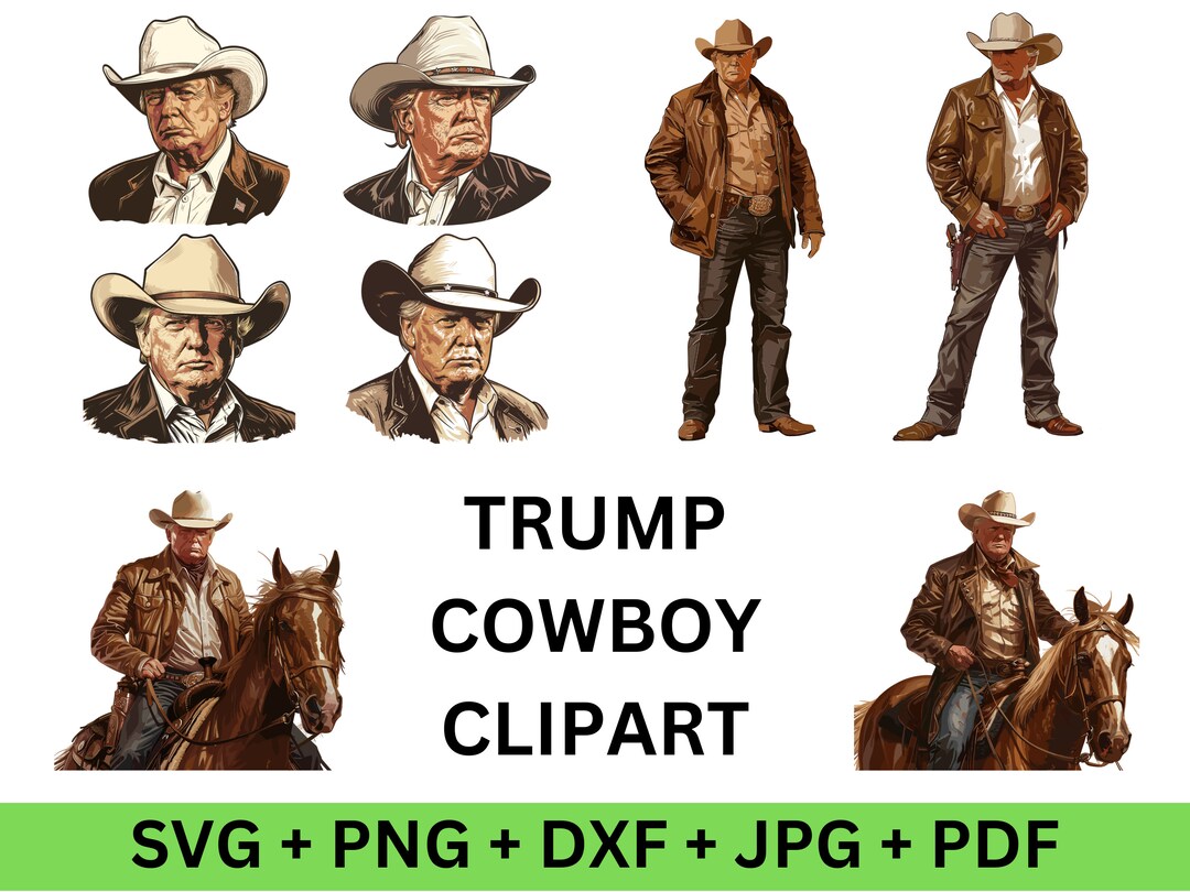 Donald Trump Clipart Bundle Cowboy Theme Svg, Png, Dxf, Jpg, Pdf ...