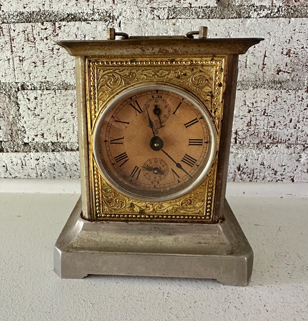 Antique German Square Case Clock, Carriage Clock, Officer's Clock ...