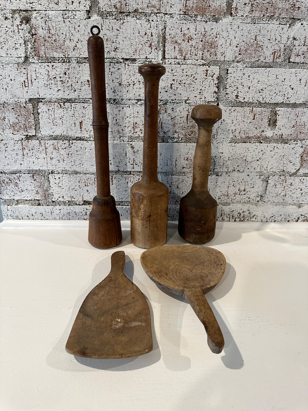 Antique Primitive Wood Pestles, Mashers, Grinding Tools, Paddles, Farmhouse Kitchen Utensils ...