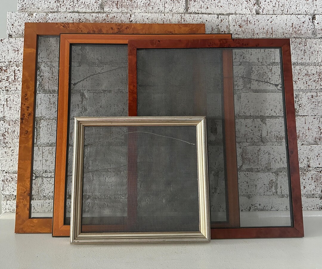 Vintage Decorative Wood Picture Frames With Screens, Hanging Earring ...