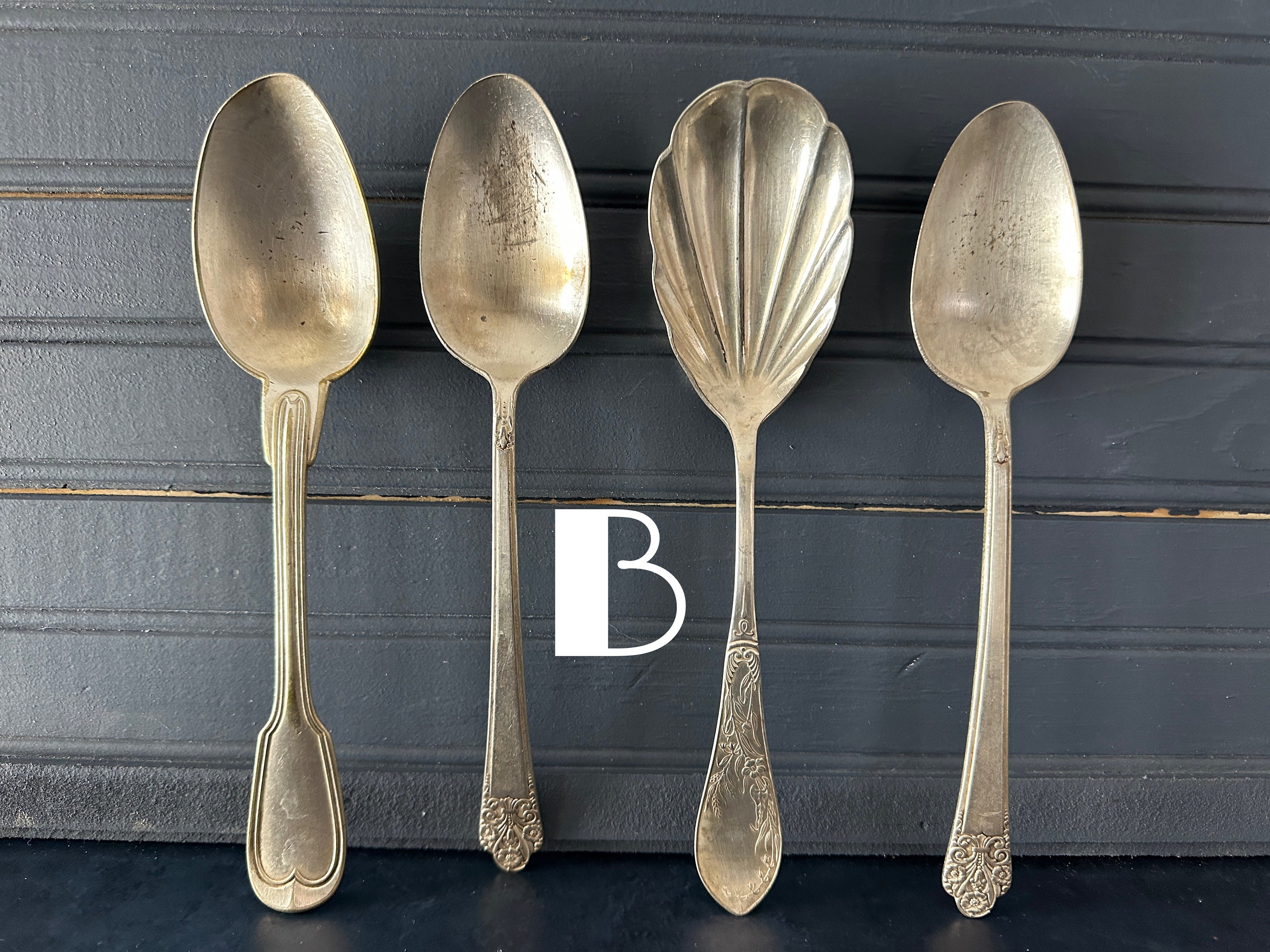 Vintage Sets of Silver Plate Serving Spoons, Assorted Hotel Silver ...
