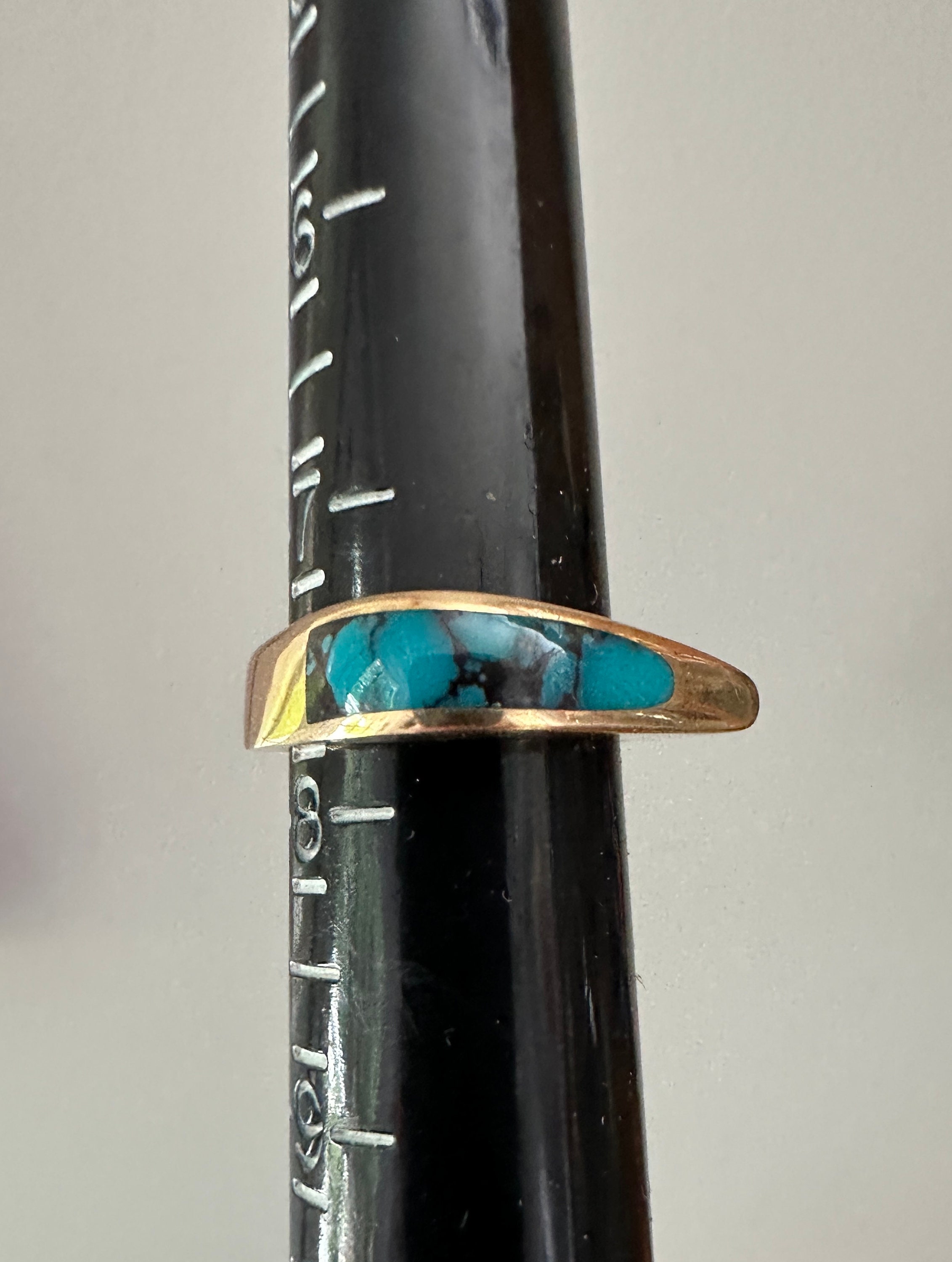 Vintage Designer KBN Kabana 14K Gold Ring With Turquoise Inlay Size 7.5 ...