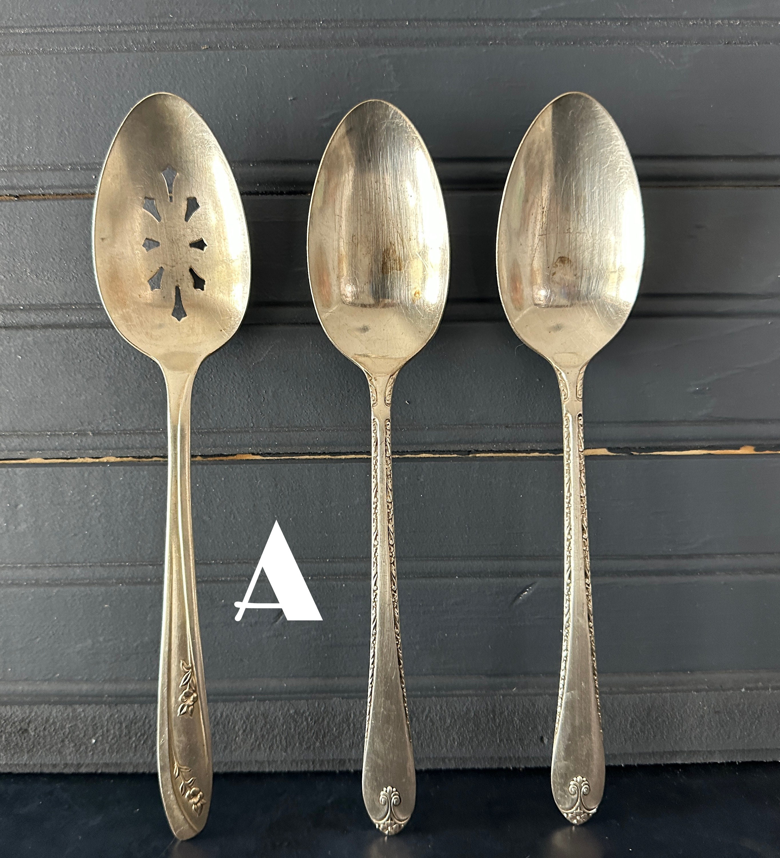 Vintage Sets of Silver Plate Serving Spoons, Assorted Hotel Silver ...