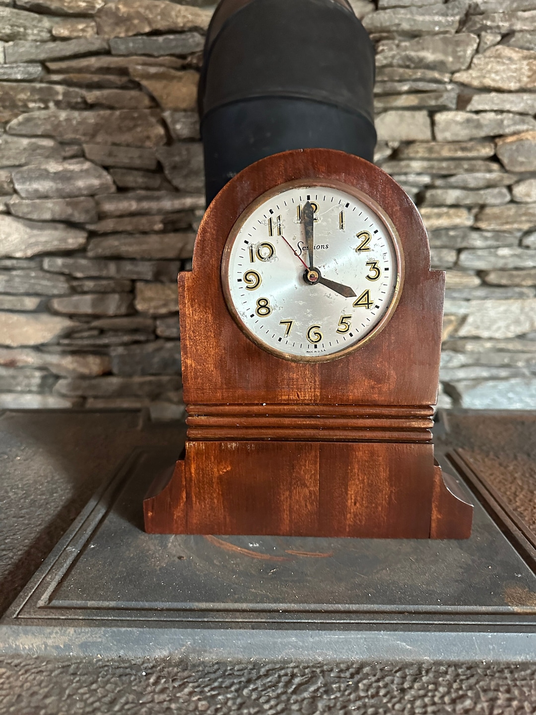 Vintage Sessions Art Deco Style Mantle Clock in Refinished Wood Case ...