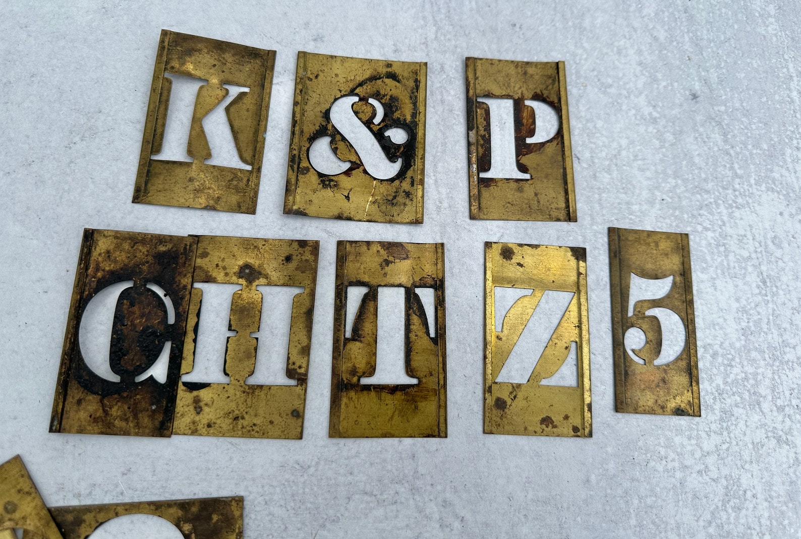 Antique Sheet Metal Brass Stencils, Alphabet & Numbers, Vintage ...