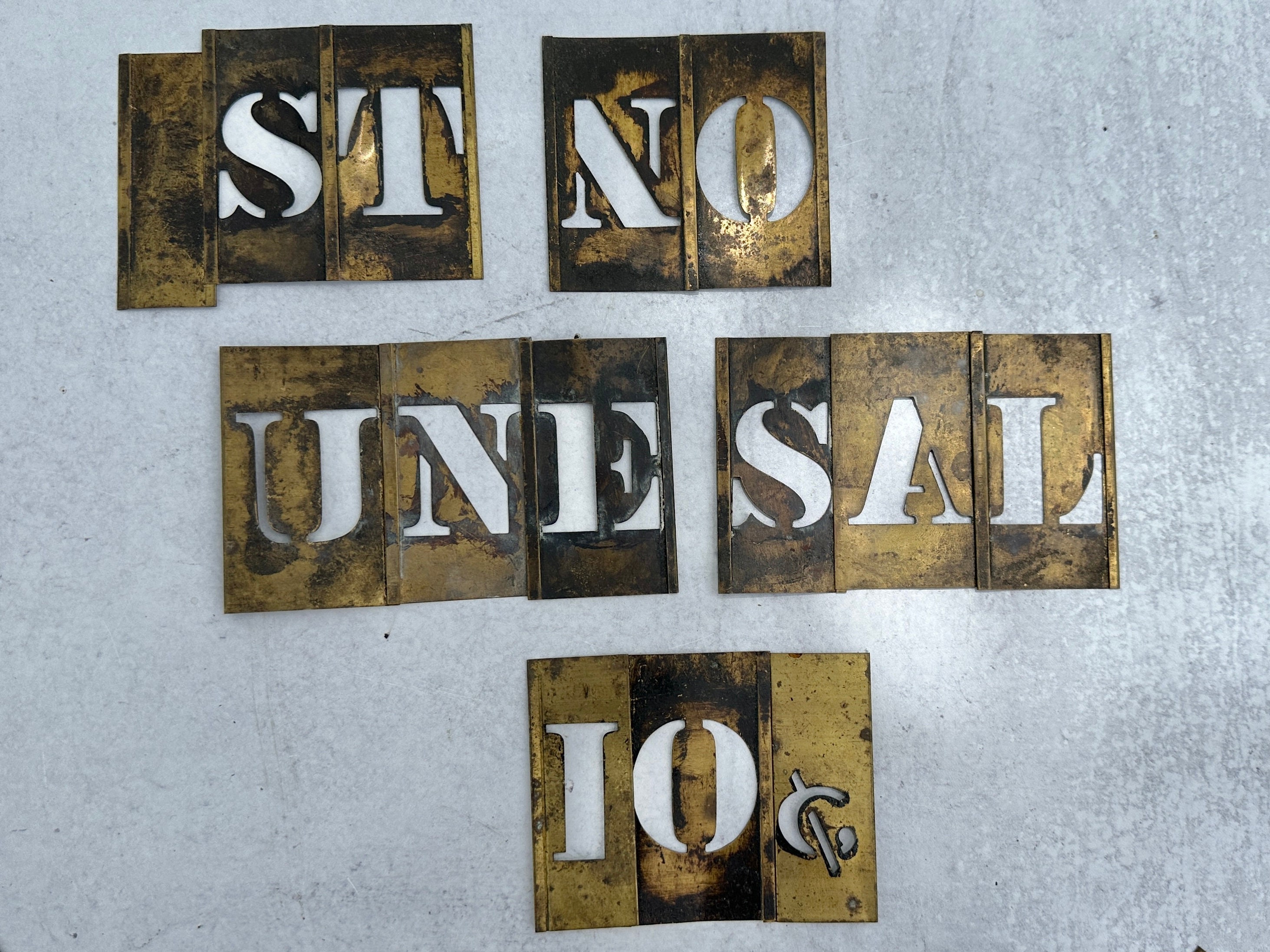 Antique Sheet Metal Brass Stencils, Alphabet & Numbers, Vintage ...