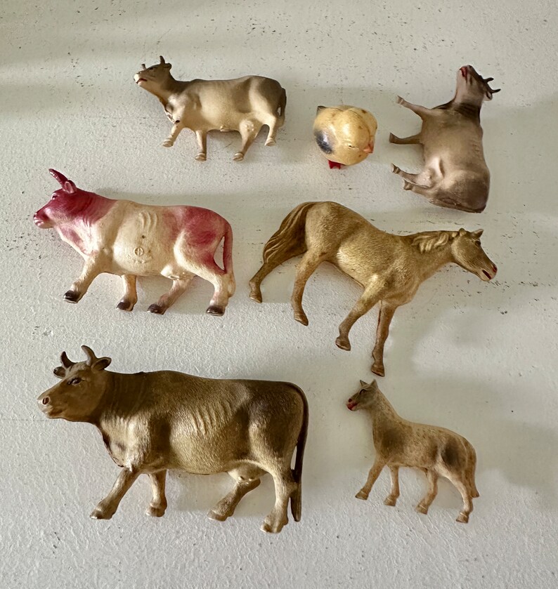Vintage Celluloid Animal Figurines, Toys, Animal Farm, Farm Animals ...