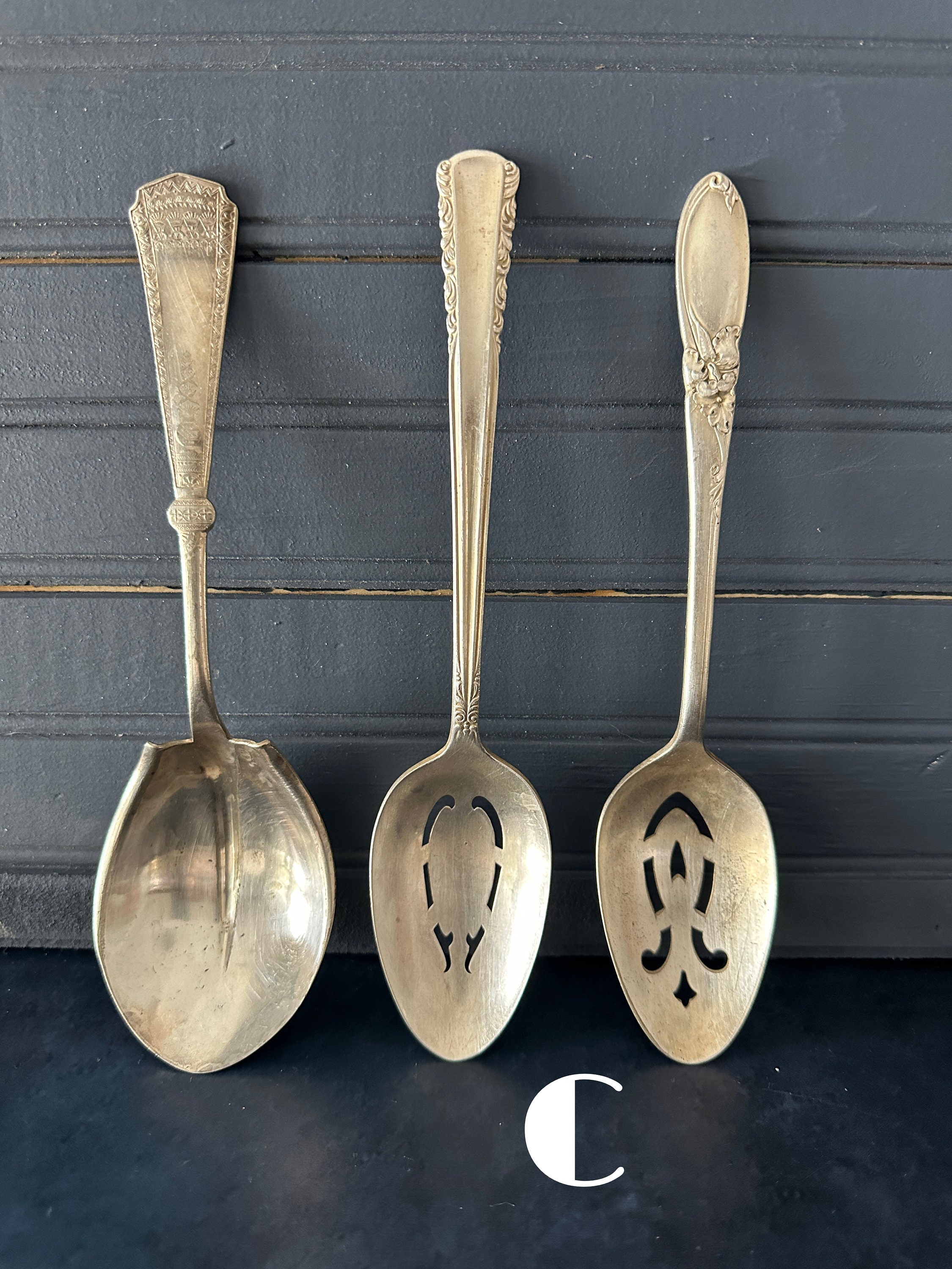 Vintage Sets of Silver Plate Serving Spoons, Assorted Hotel Silver ...