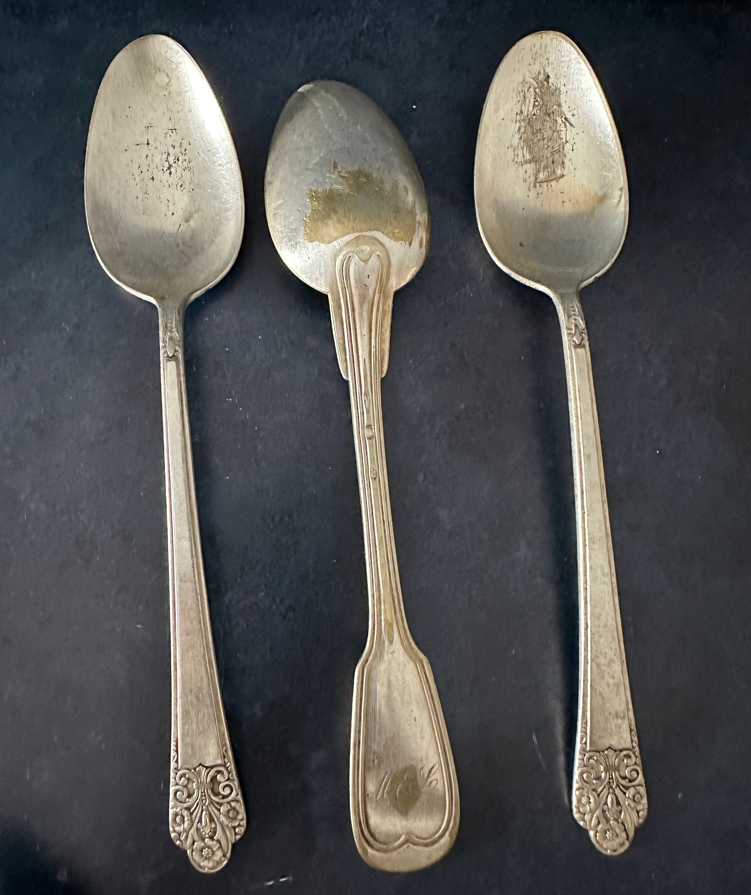 Vintage Sets of Silver Plate Serving Spoons, Assorted Hotel Silver ...