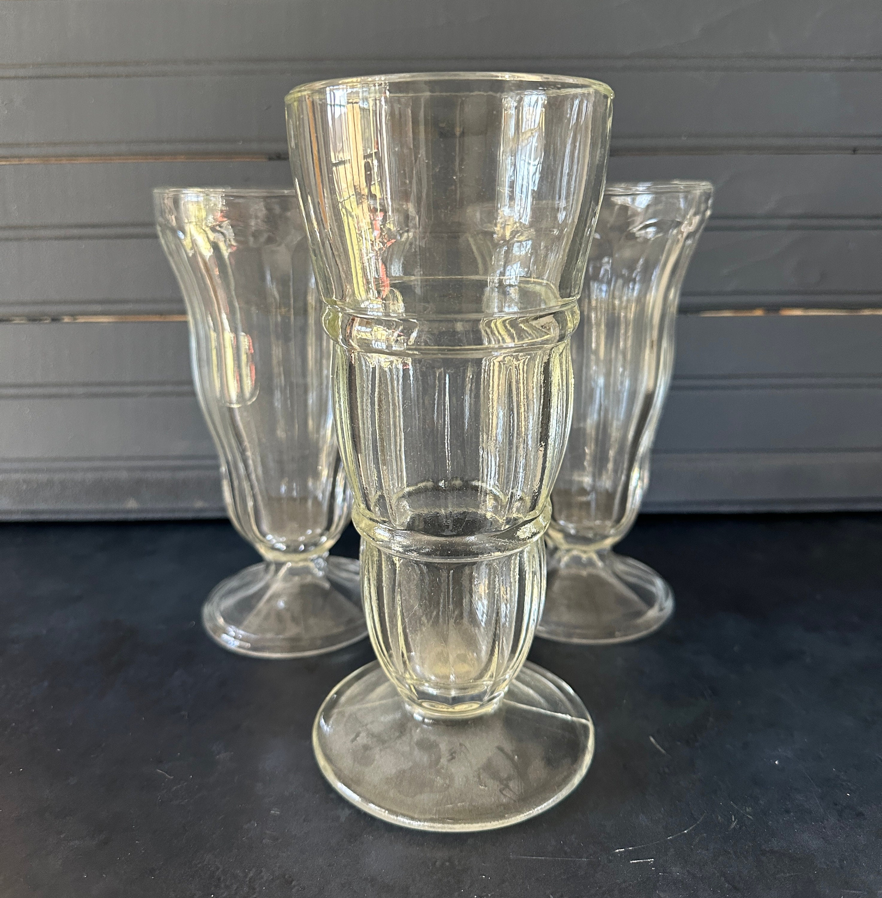 Vintage Set of Retro Ice Cream Parlor Glasses, Lot of 9 Assorted ...