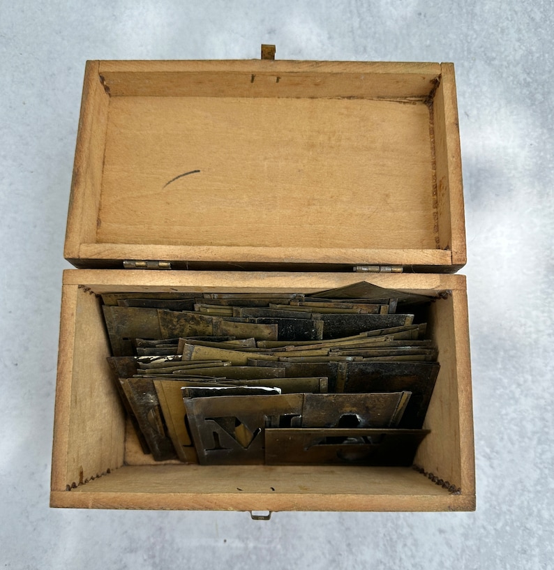 Antique Sheet Metal Brass Stencils, Alphabet & Numbers, Vintage ...