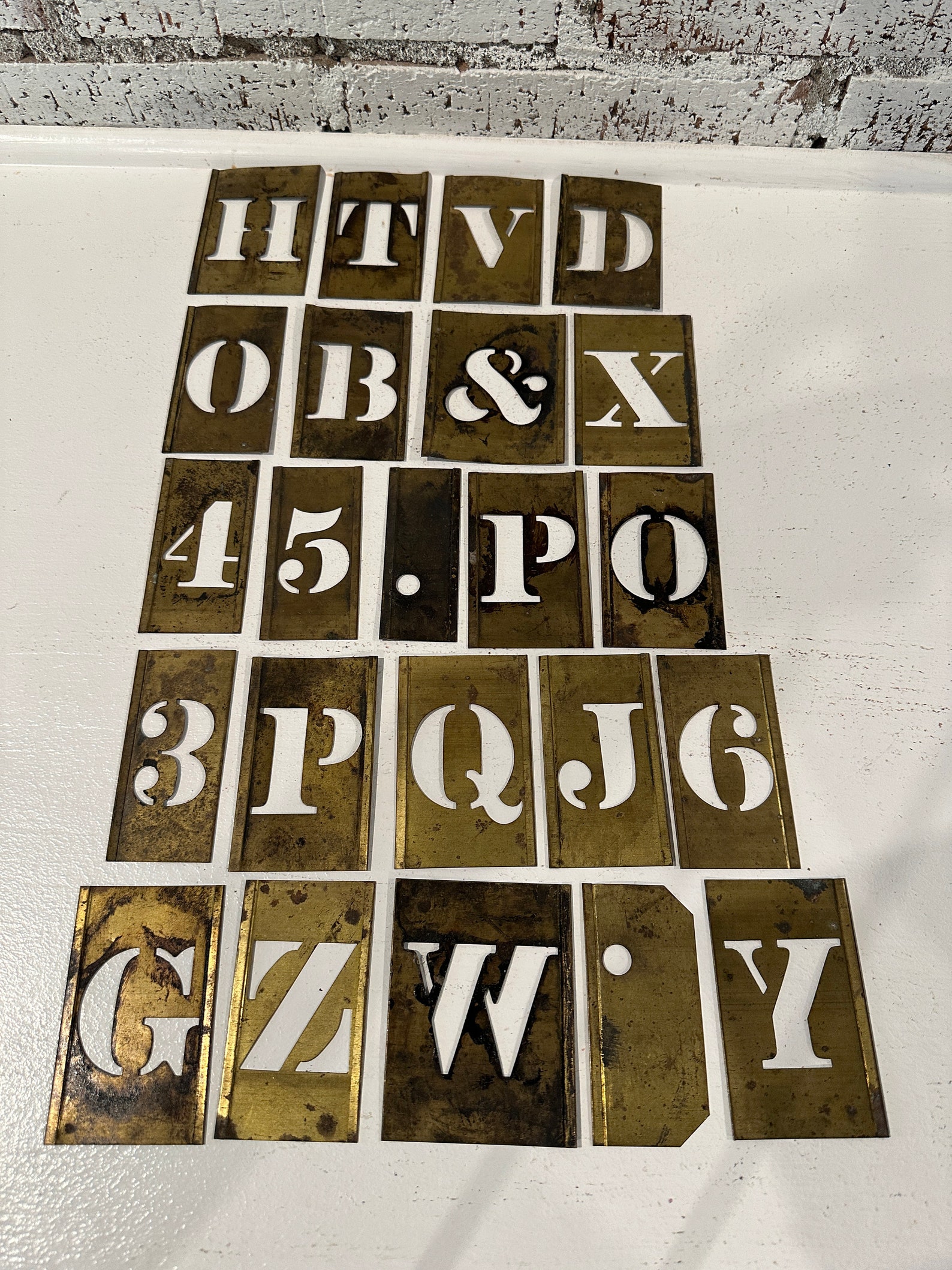 Antique Sheet Metal Brass Stencils, Alphabet & Numbers, Vintage ...
