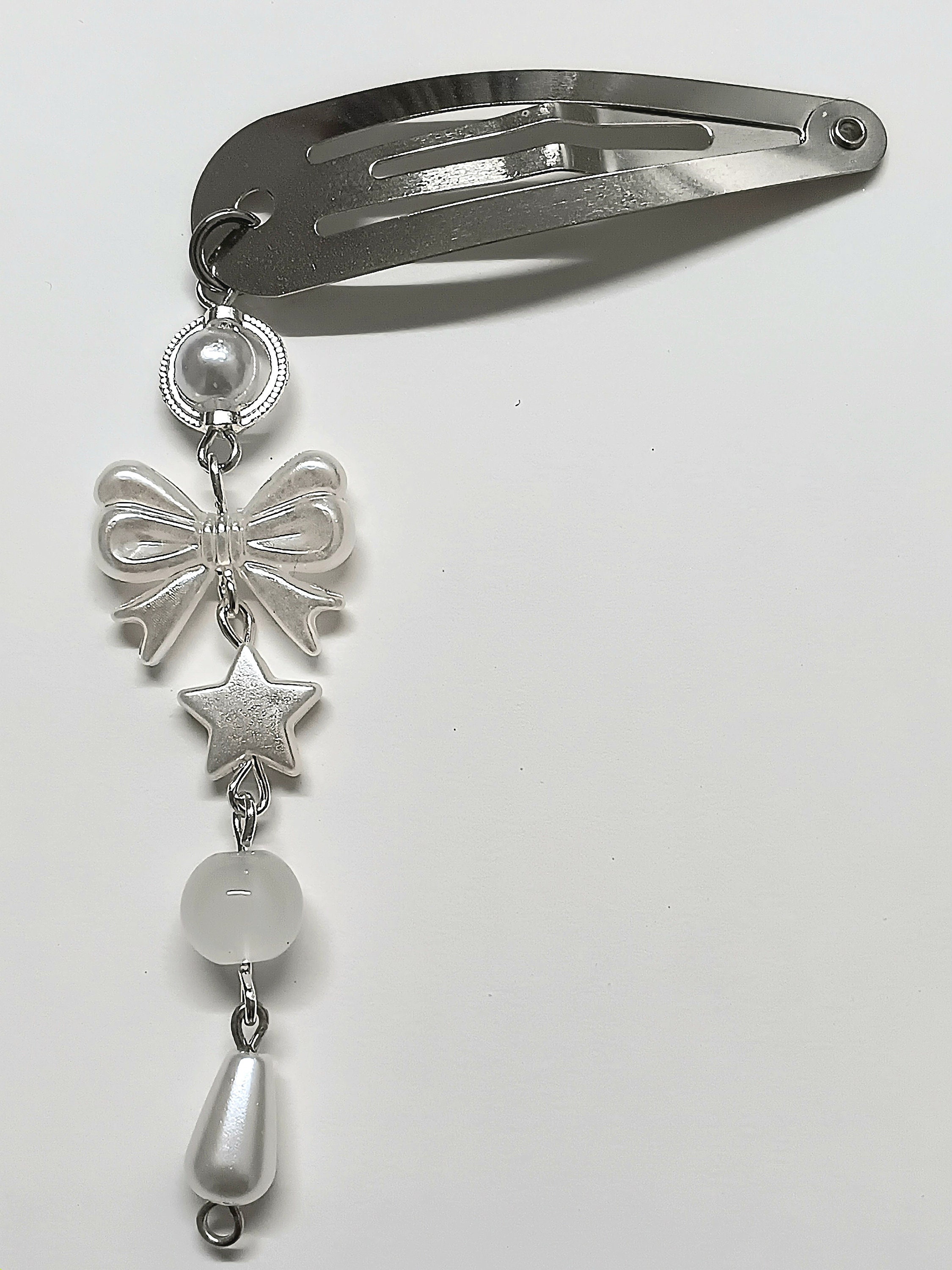 Monochrome Silver Hair Clips, Y2k, Black and White Hair Accessories ...