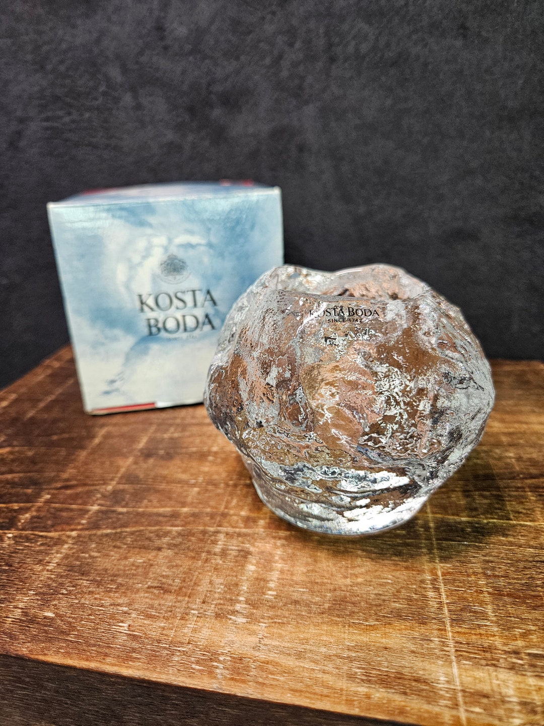 Vintage Kosta Boda Crystal Snowball Votive Holder Swedish - in Box - Etsy