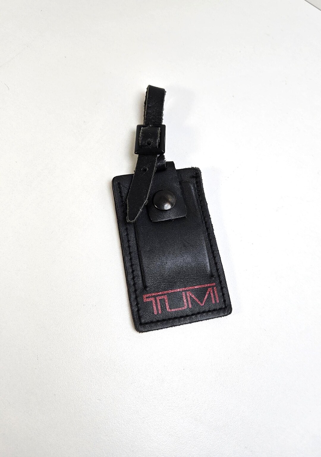 Vintage TUMI Black With Red Logo Leather Adjustable Luggage Tag With ...