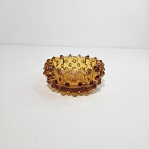 Vintage Fenton Hobnail Amber Glass Trinket Dish Ashtray Brush Holder 3. ...