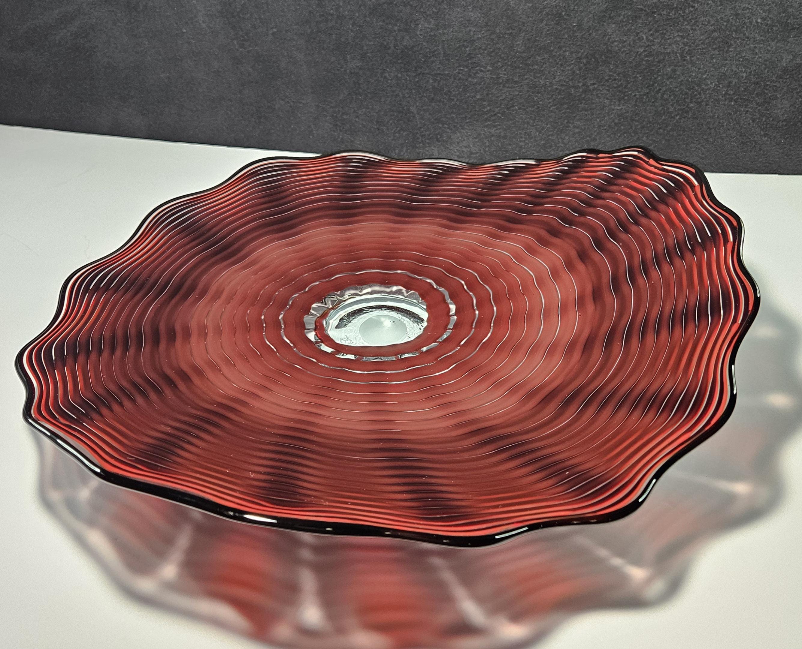Vtge Cliff Goodman Signed Saper Galleries Deep Red Spiral Glass Plate ...