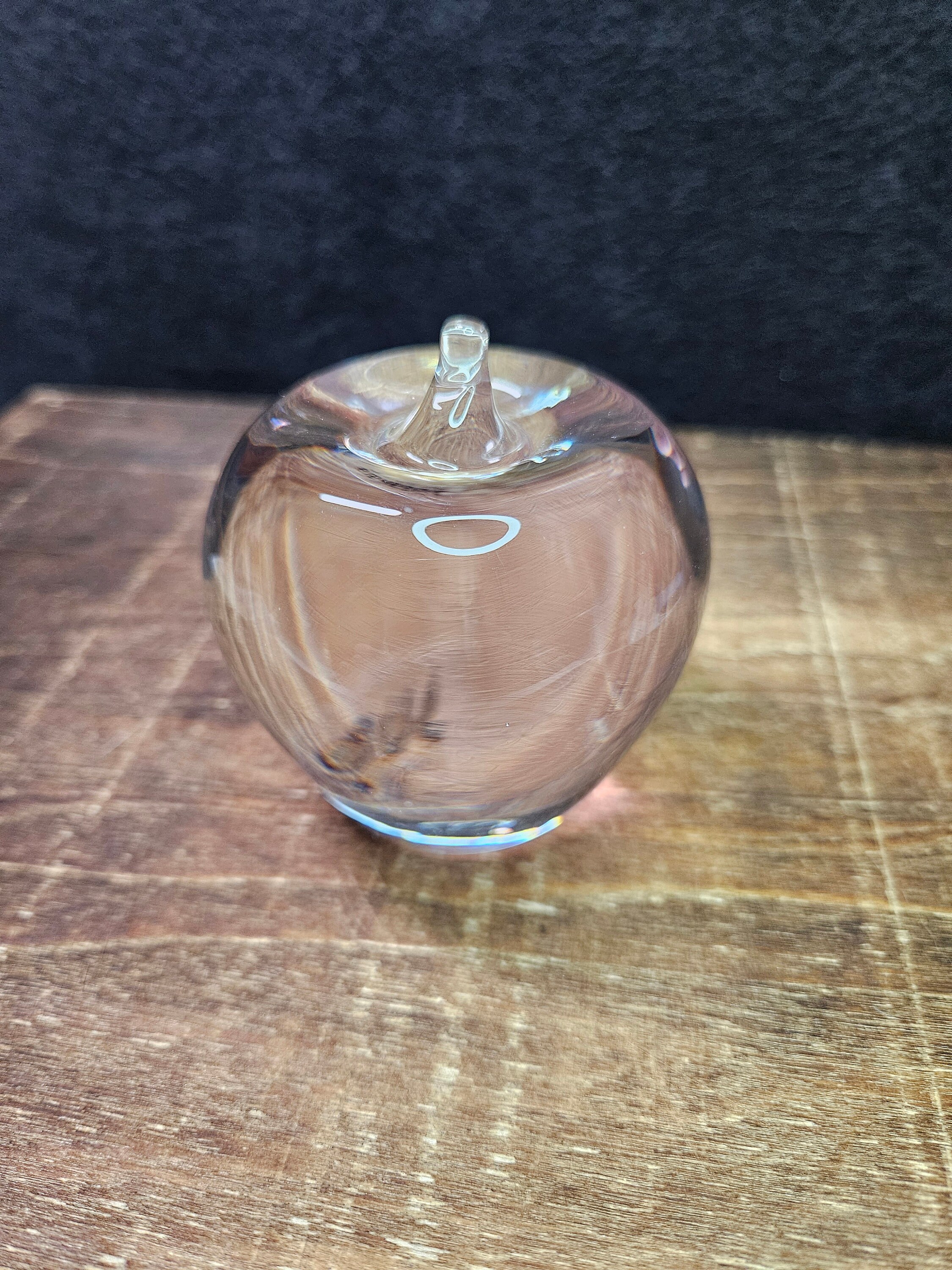 Vintage Sugahara Japanese Clear Art Glass Apple Shaped Paperweight ...