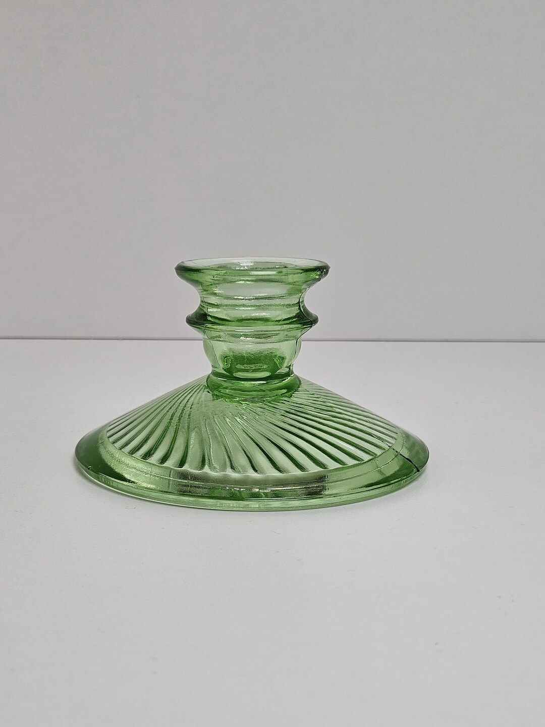 Vintage Single Uranium Glass Optic Swirl Depression Glass Taper ...