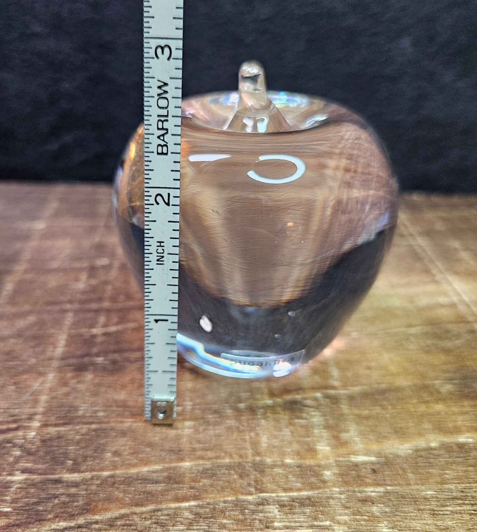 Vintage Sugahara Japanese Clear Art Glass Apple Shaped Paperweight ...