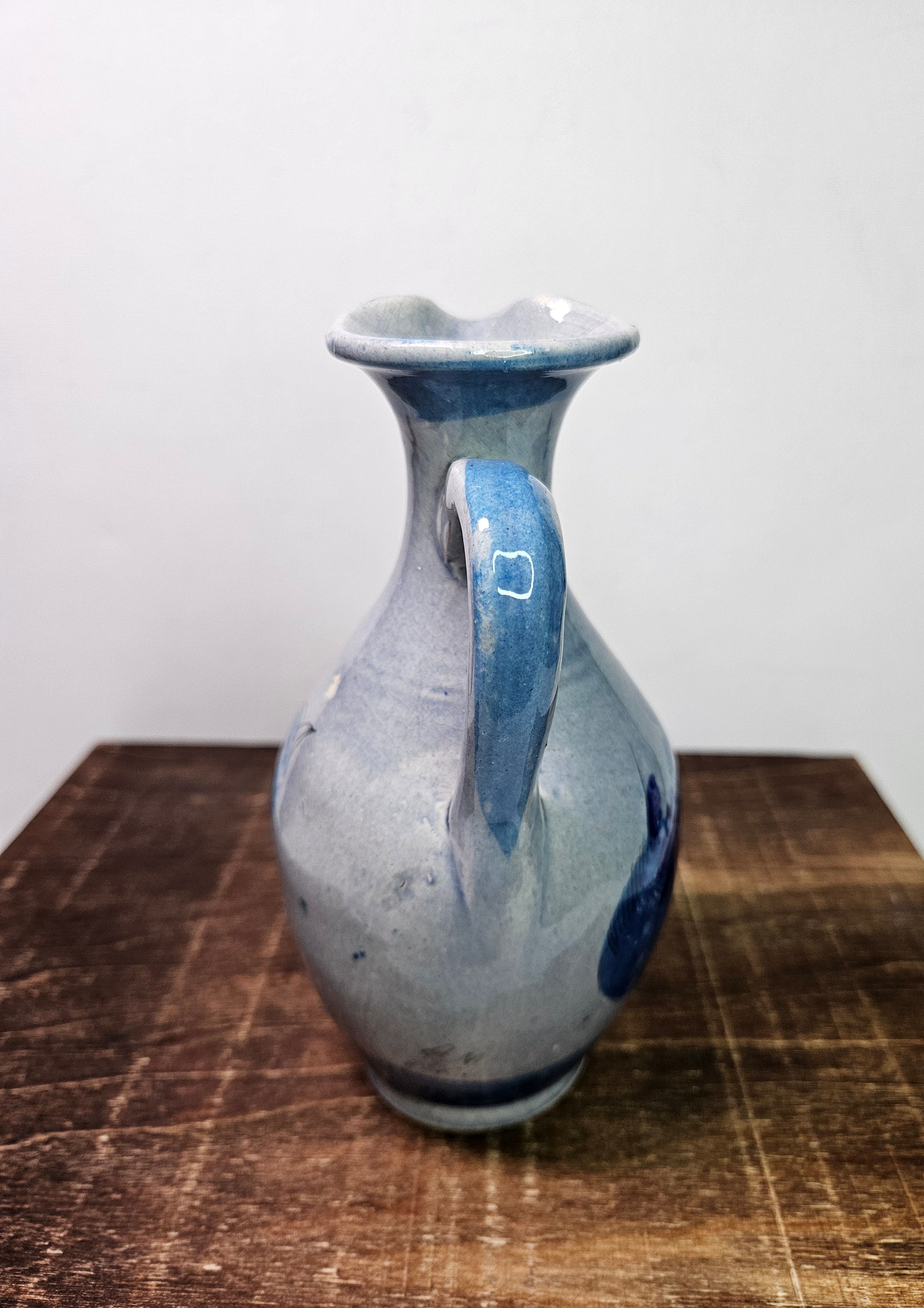 Tonala Mexican Pottery Blue Bird in Flight Small Pitcher Vase Hand Made ...