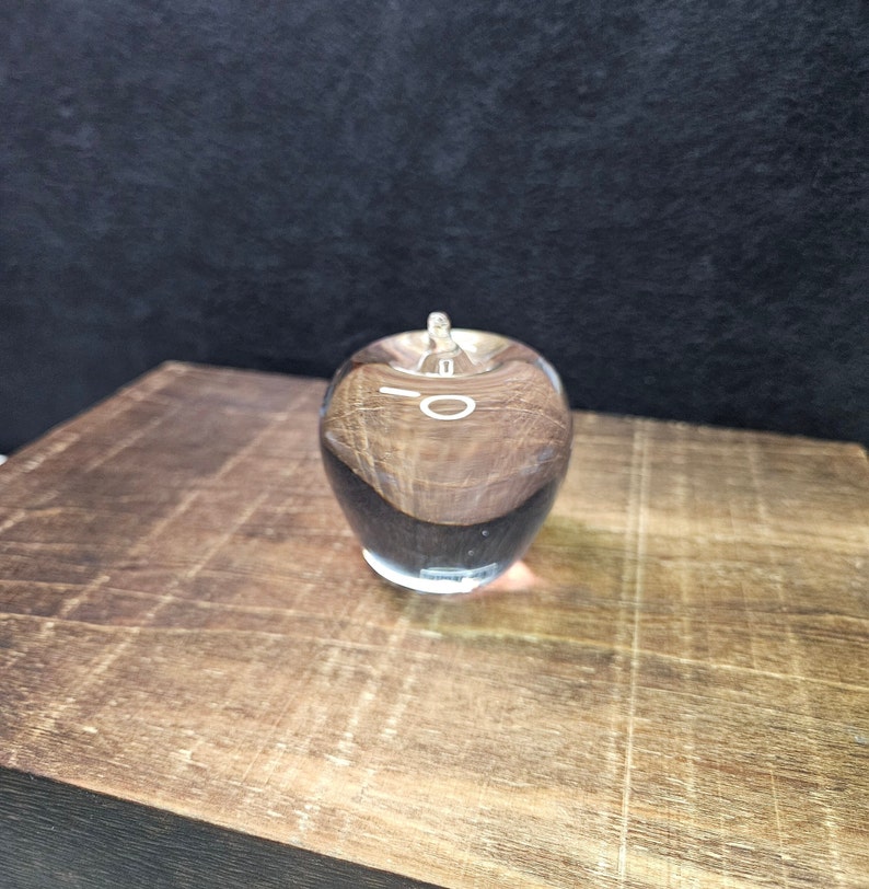 Vintage Sugahara Japanese Clear Art Glass Apple Shaped Paperweight ...