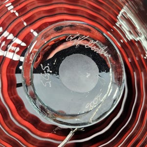 Vtge Cliff Goodman Signed Saper Galleries Deep Red Spiral Glass Plate ...