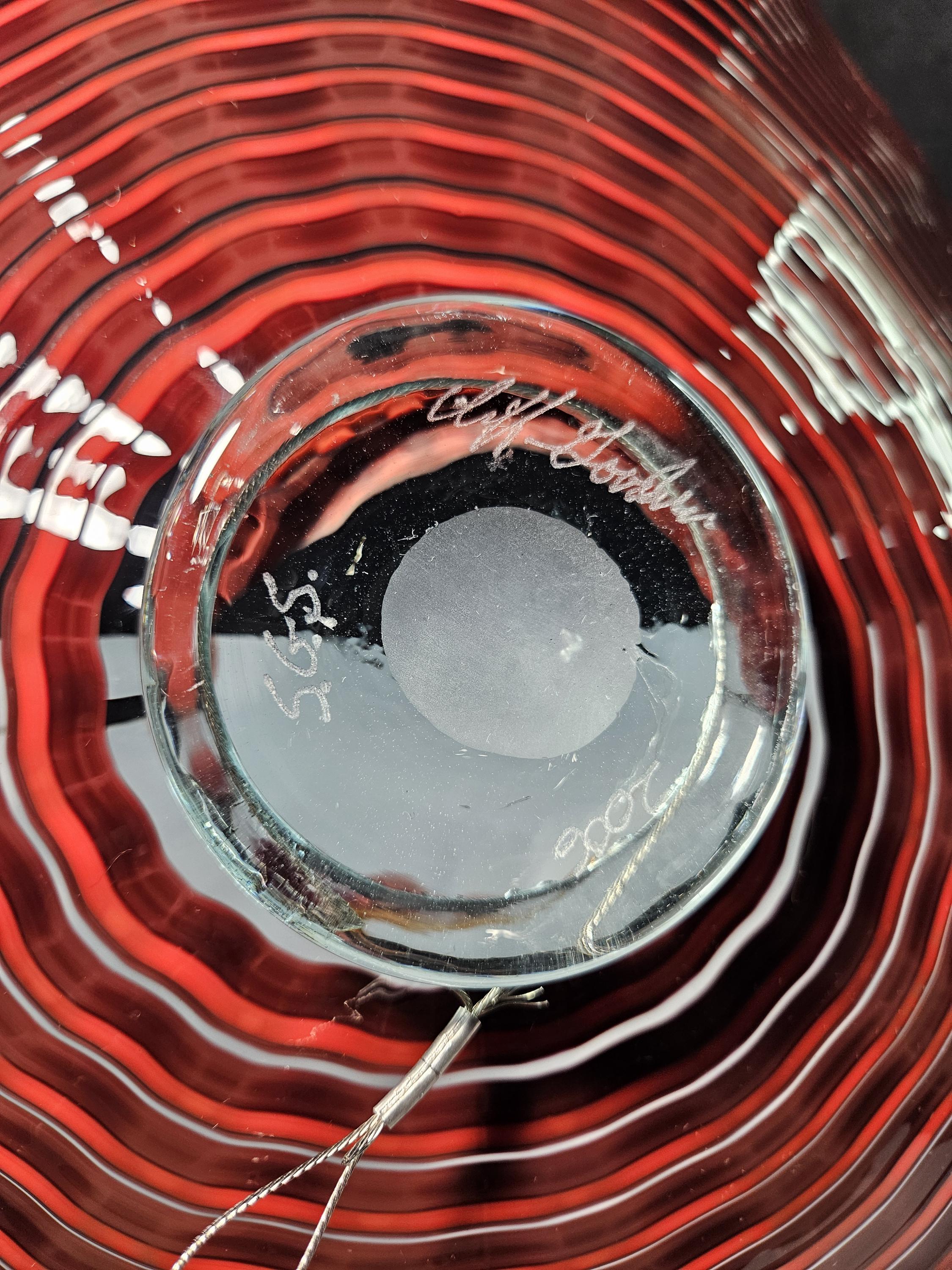 Vtge Cliff Goodman Signed Saper Galleries Deep Red Spiral Glass Plate ...