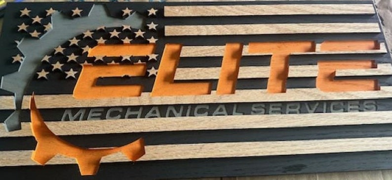 Custom American Flag and Logo Wall Sign - Etsy
