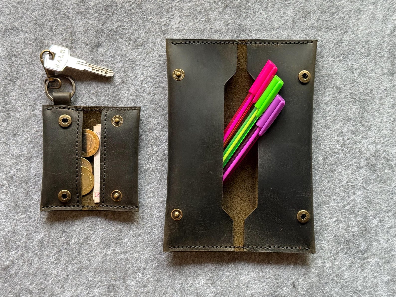 Leather Key Case, Leather Key Holder, Key Pouch Wallet, Customized Key ...