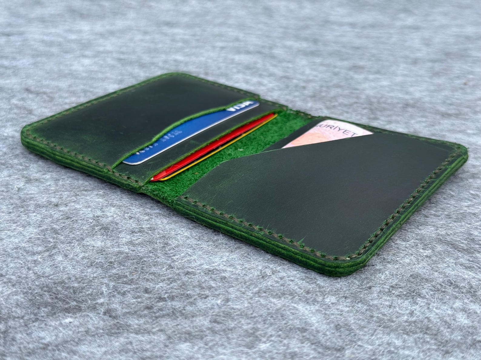 Handmade Leather Bifold Wallet: Calf Leather Card Holder - Etsy