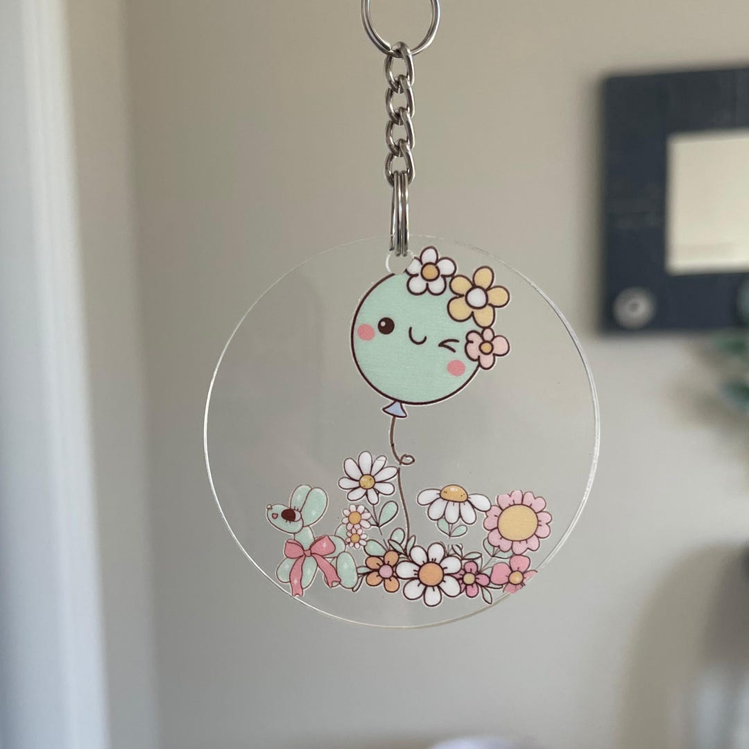 Cute Kawaii Keychain, Acrylic Keychain, Dog Balloon Animal, Boho, Gift ...