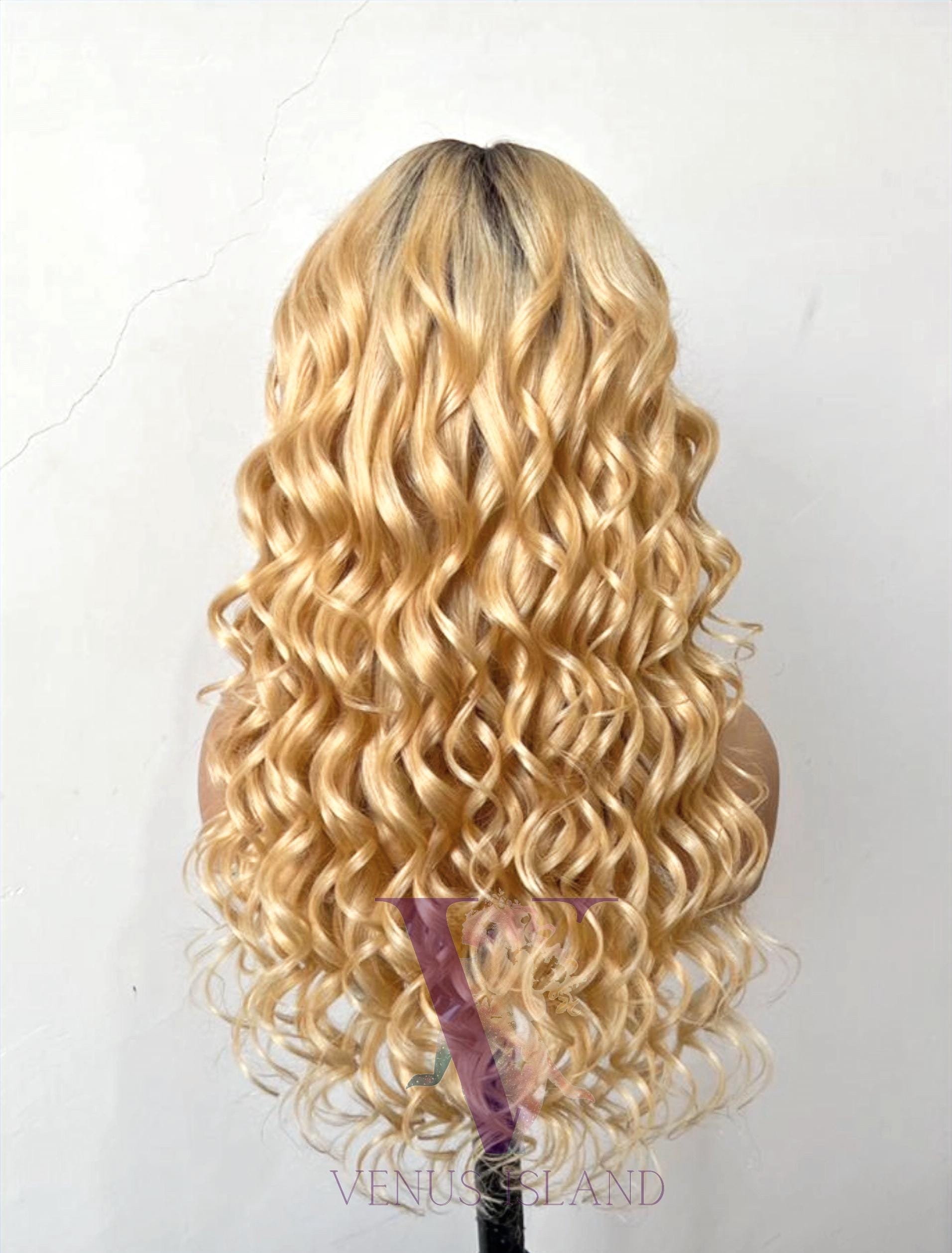 Glueless Wavy Golden Blond Wig - Etsy