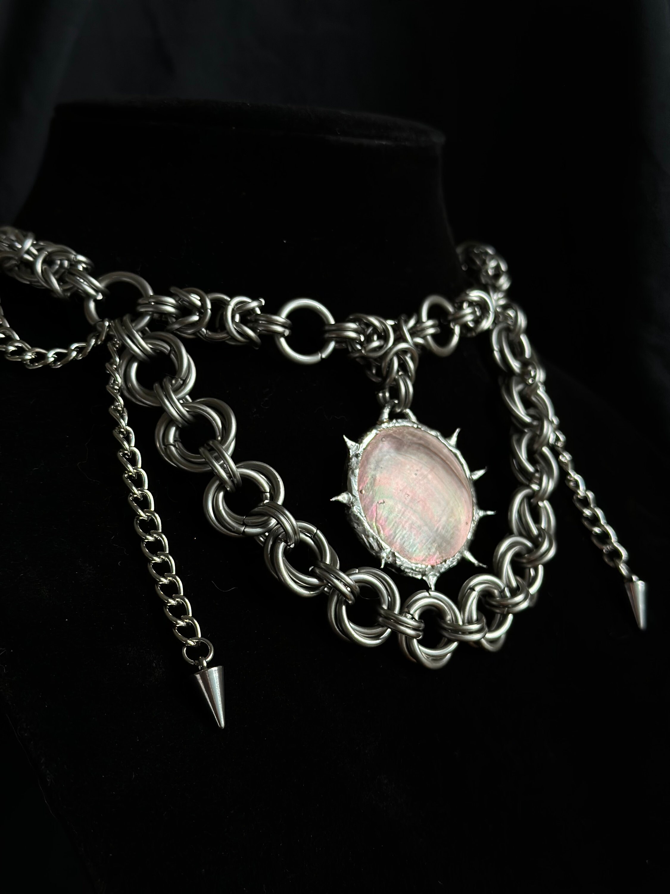 Abyss Necklace Stainless Steel Handmade Chainmail - Etsy