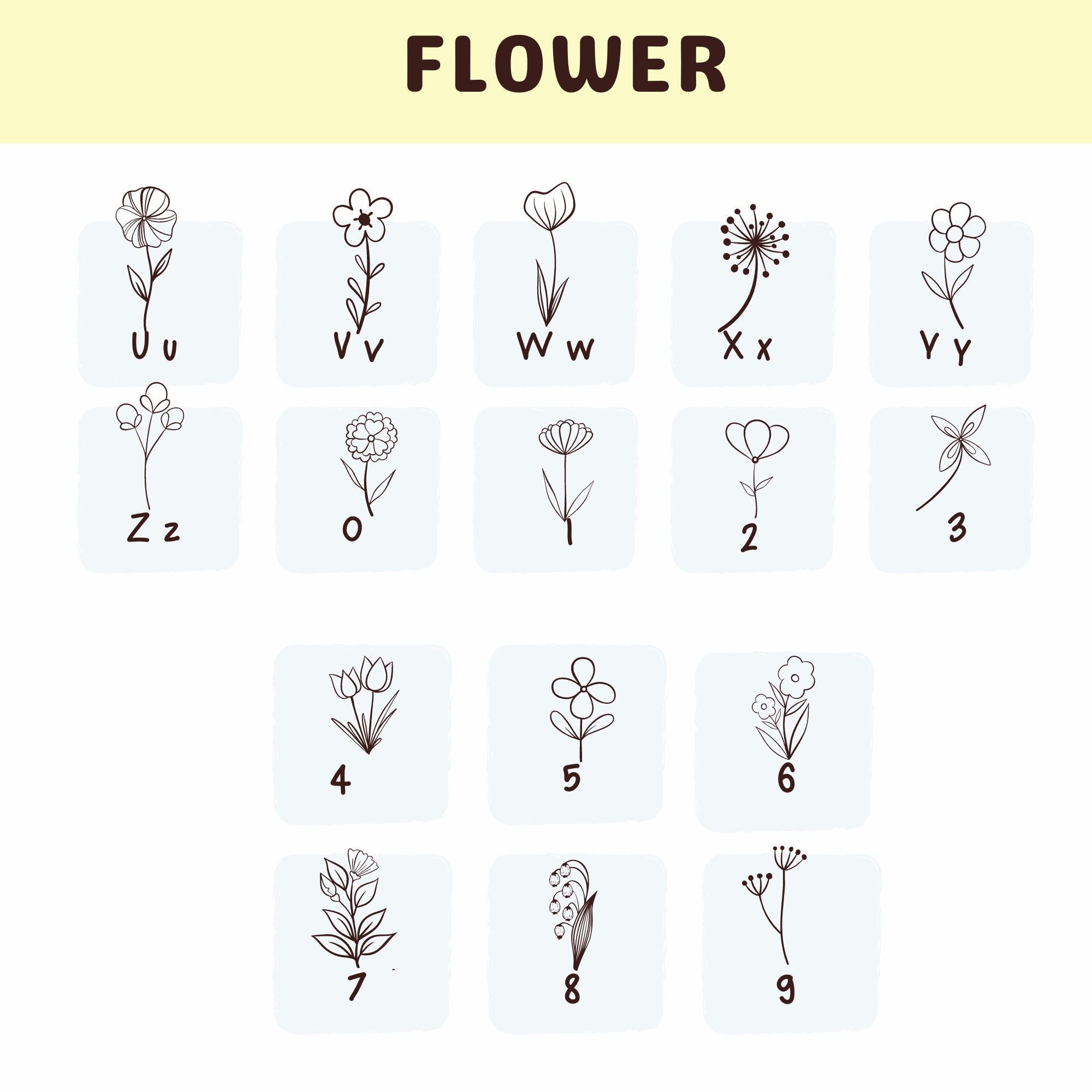 Flower Dingbats Font, Doodle Font, Symbols Font, for Digital Planning ...