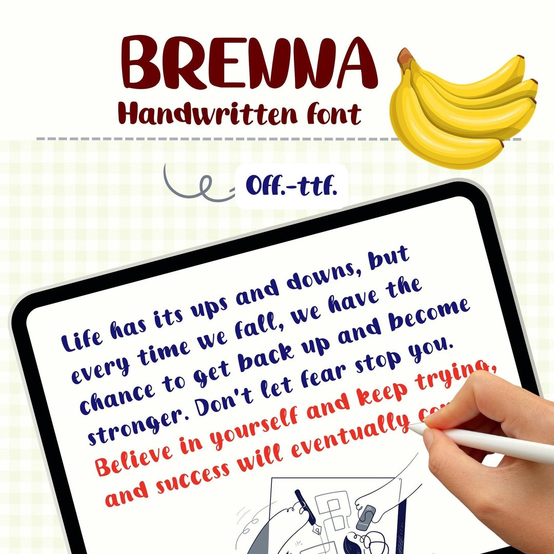 BRENNA| Handwritten Font, Make a Note Font, Neat Handwritten Font ...