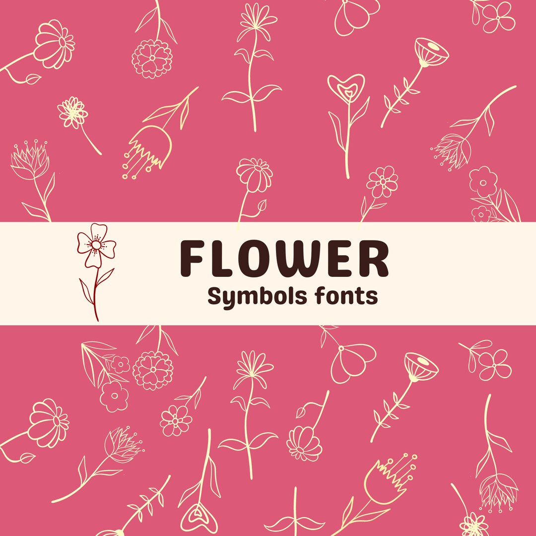 Flower Dingbats Font, Doodle Font, Symbols Font, for Digital Planning ...
