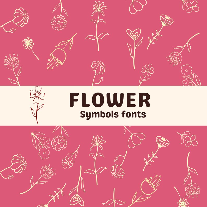 Flower Dingbats Font, Doodle Font, Symbols Font, for Digital Planning ...