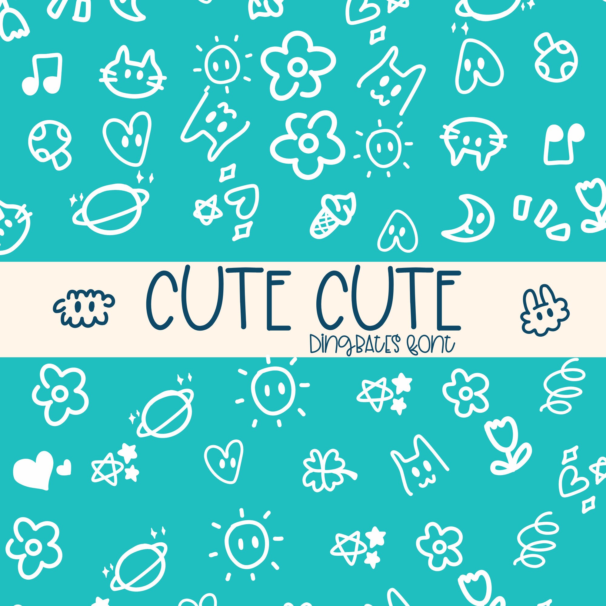 Cute Cute Dingbats Font, Doodle Font, Symbols Font, for Digital ...