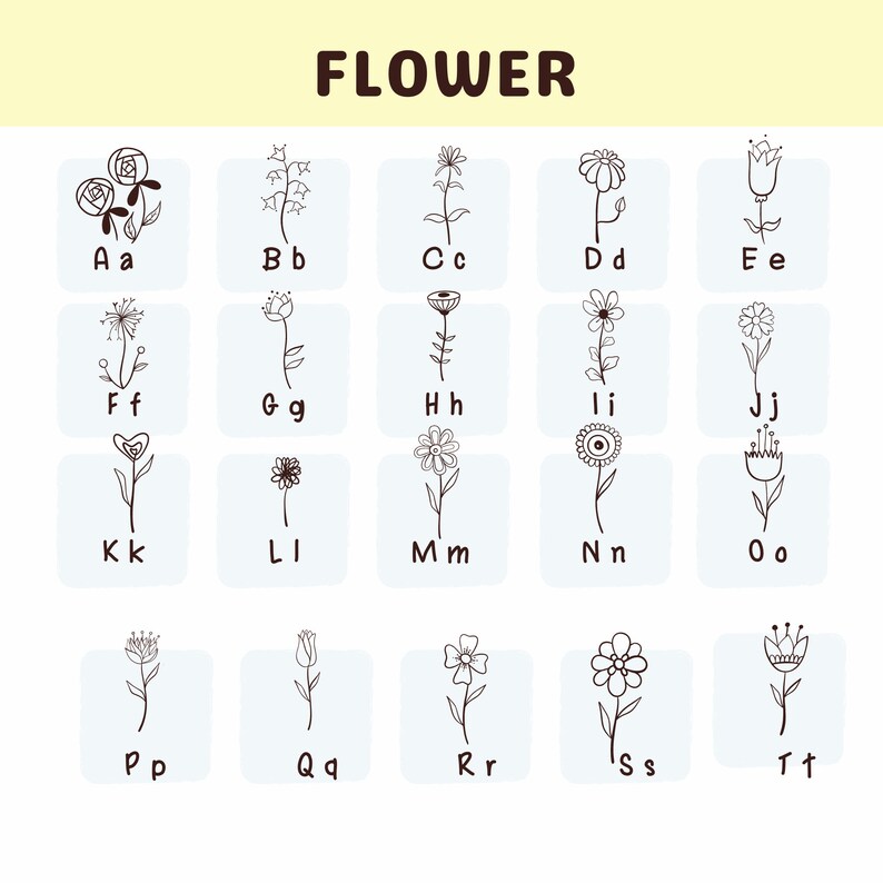 Flower Dingbats Font, Doodle Font, Symbols Font, for Digital Planning ...