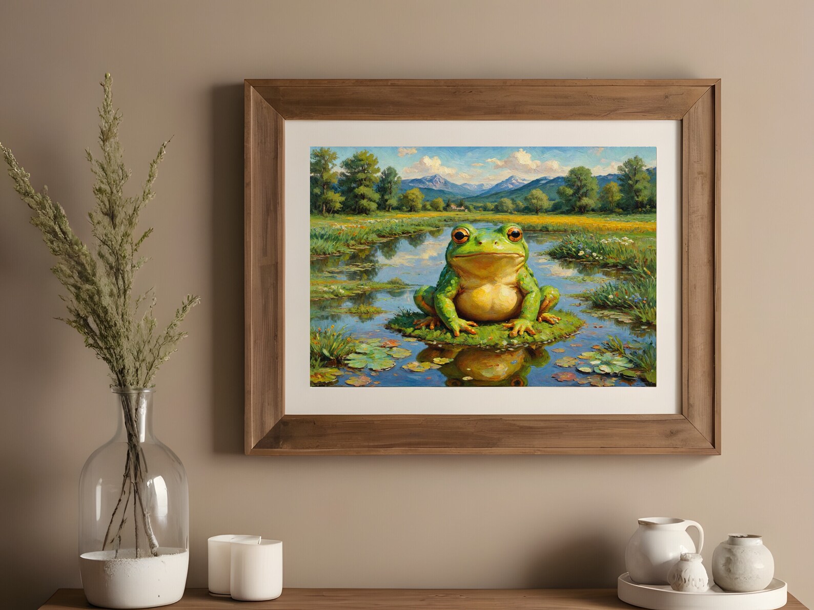 Lily Pad Toad Guy Digital Art Print Download Nature Landscape - Cute ...