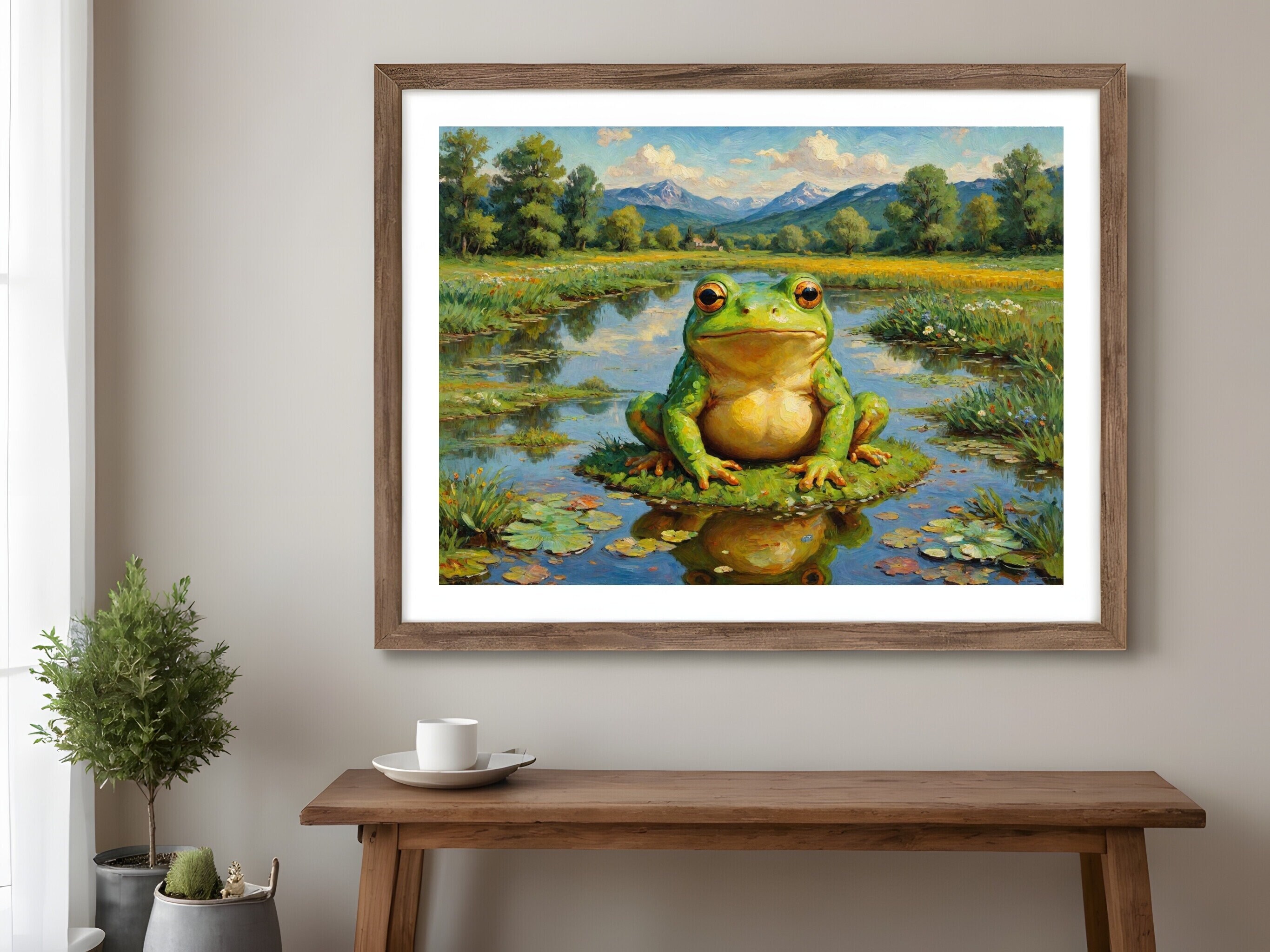 Lily Pad Toad Guy Digital Art Print Download Nature Landscape - Cute ...